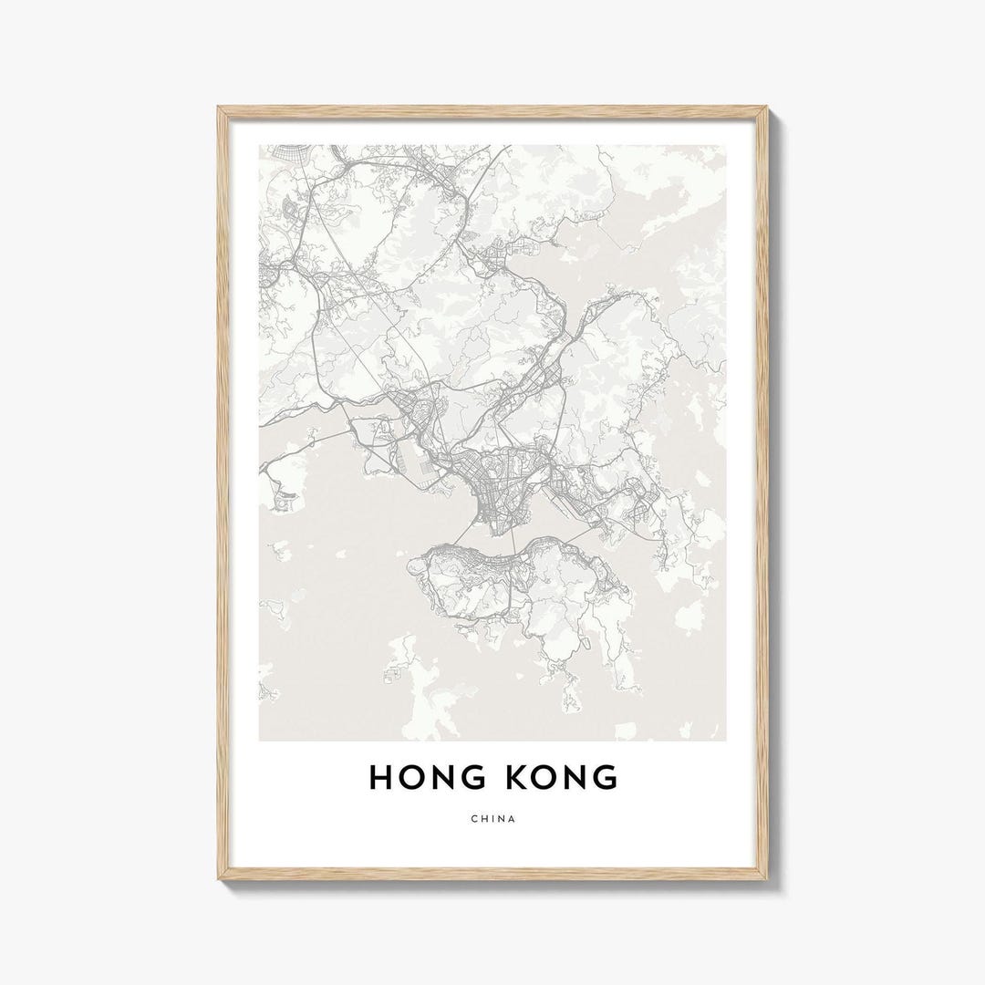 Hong Kong Map Poster Print, China Wall Art, Asia Decor, Victoria ...