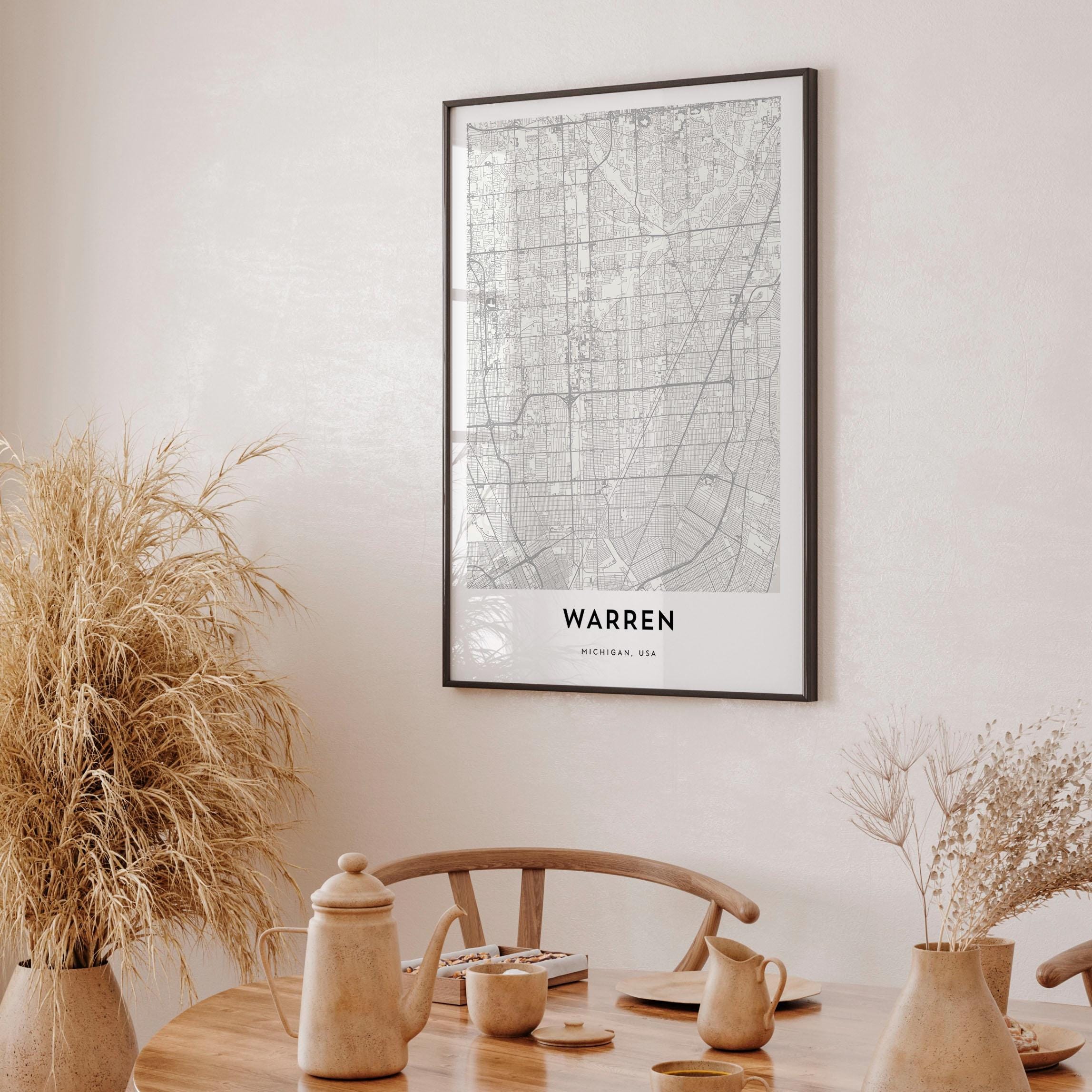 Map of Warren Print, Warren Map Gift, Warren Poster, City Map Artwork ...