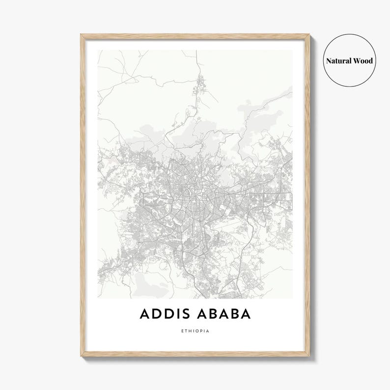 Map of Addis Ababa Print, Addis Ababa Map Gift, Addis Ababa Poster ...
