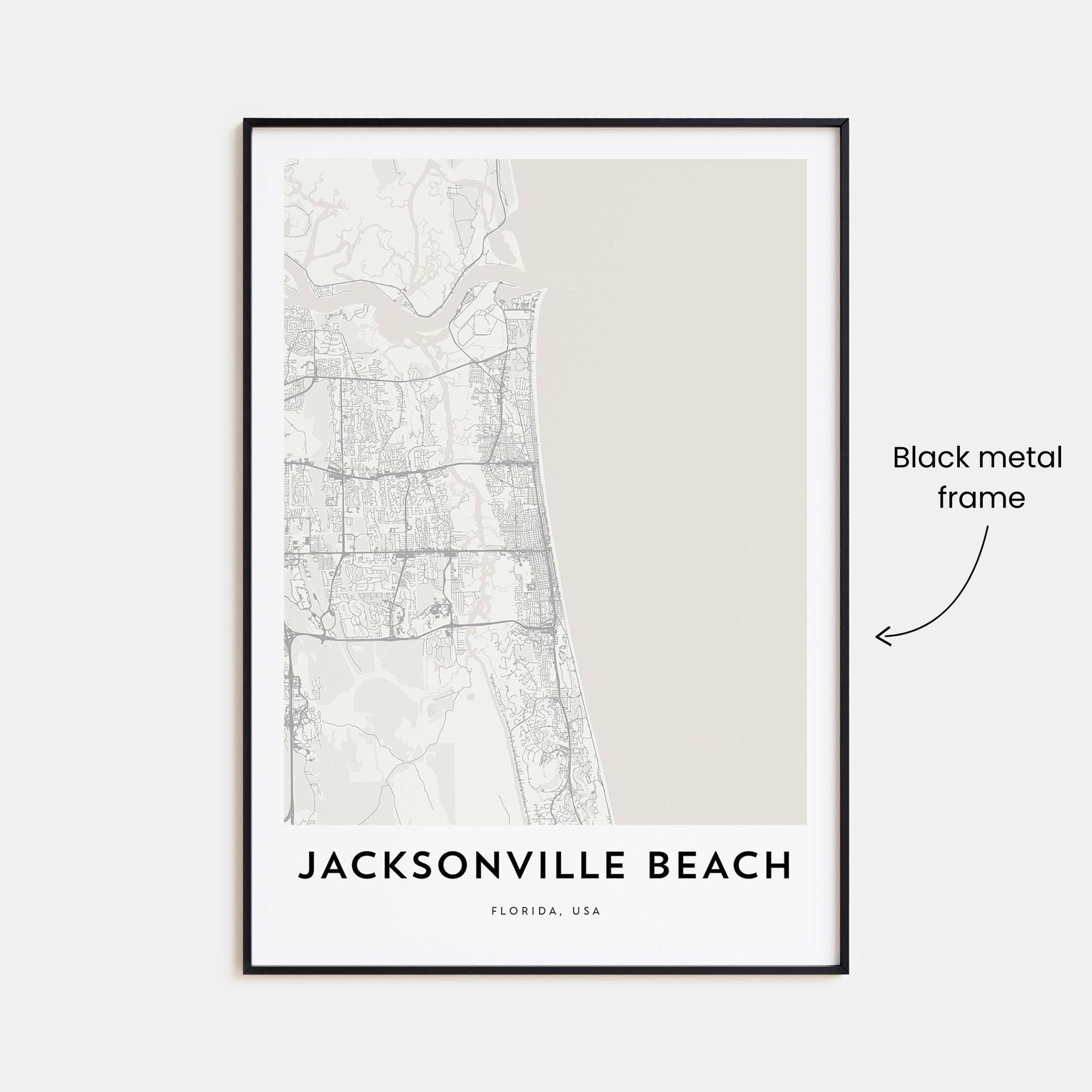 Map of Jacksonville Beach Print, Jacksonville Beach Map Gift ...