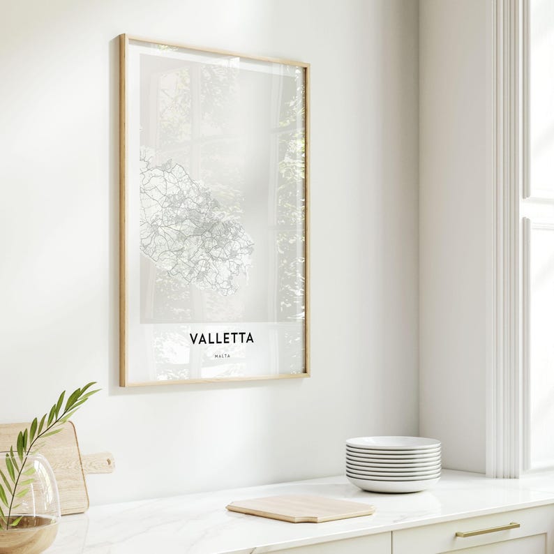 Map of Valletta Print, Valletta Map Gift, Valletta Poster, City Map ...