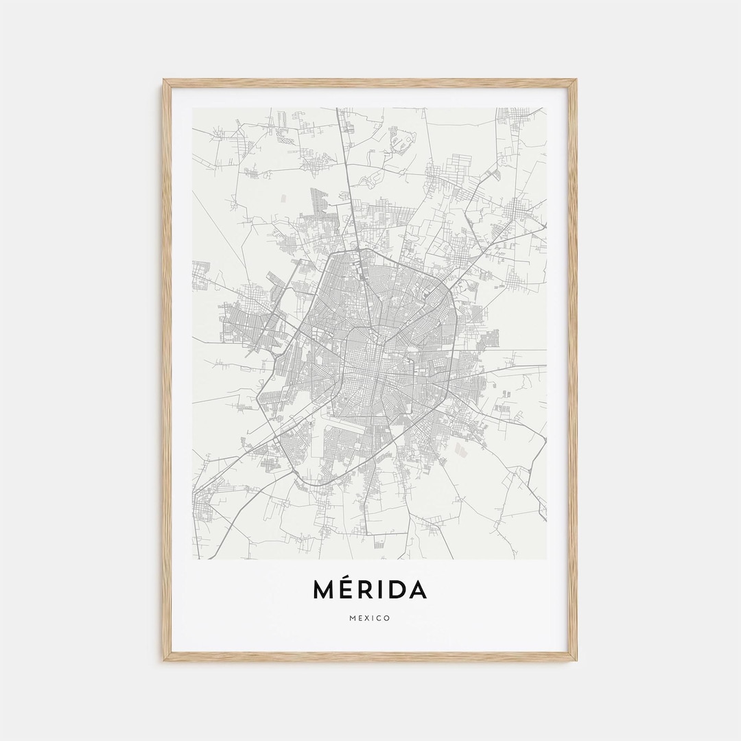 Map of Merida Mexico Print, Merida Map Gift, Merida Poster, City Map ...
