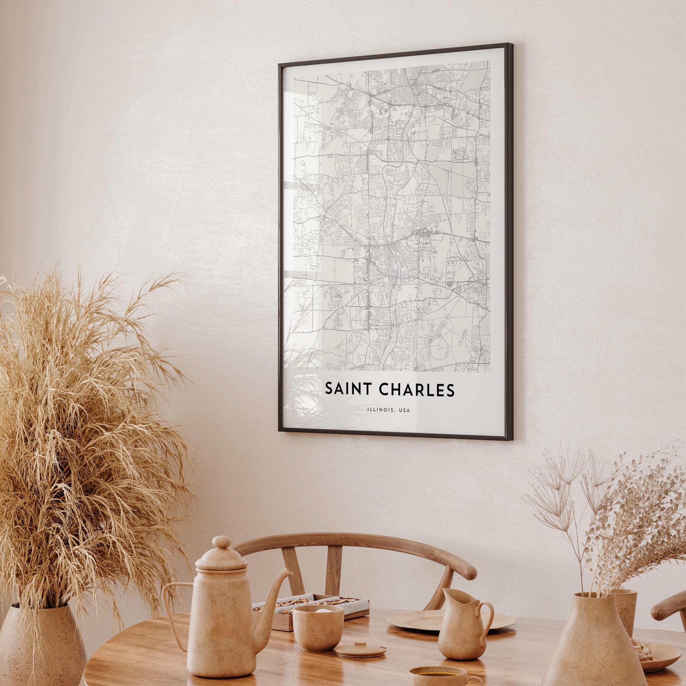 Map of St Charles Print, St Charles Map Gift, St Charles Poster, City ...
