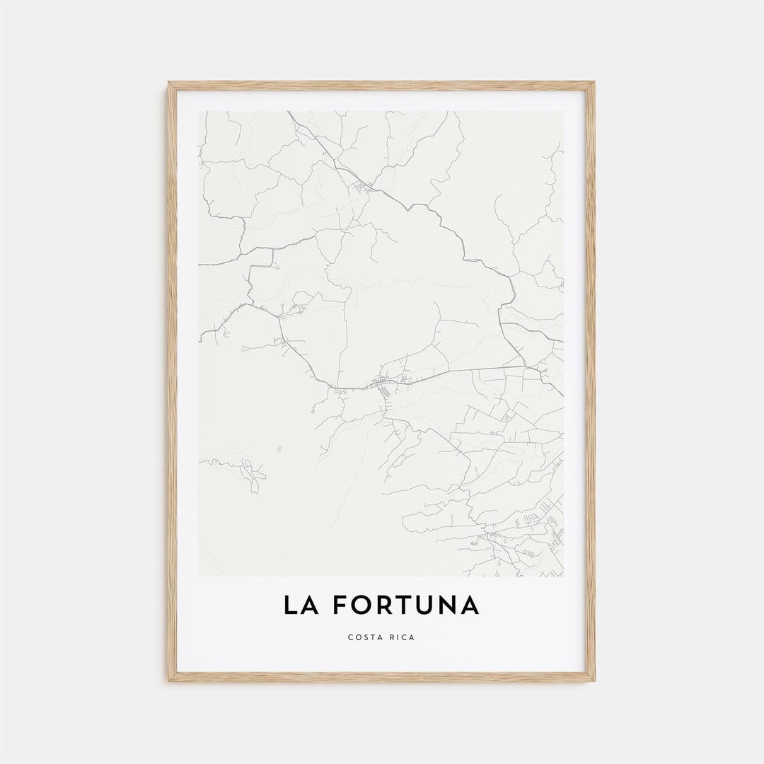 Map of La Fortuna Print, La Fortuna Map Gift, La Fortuna Poster, City ...