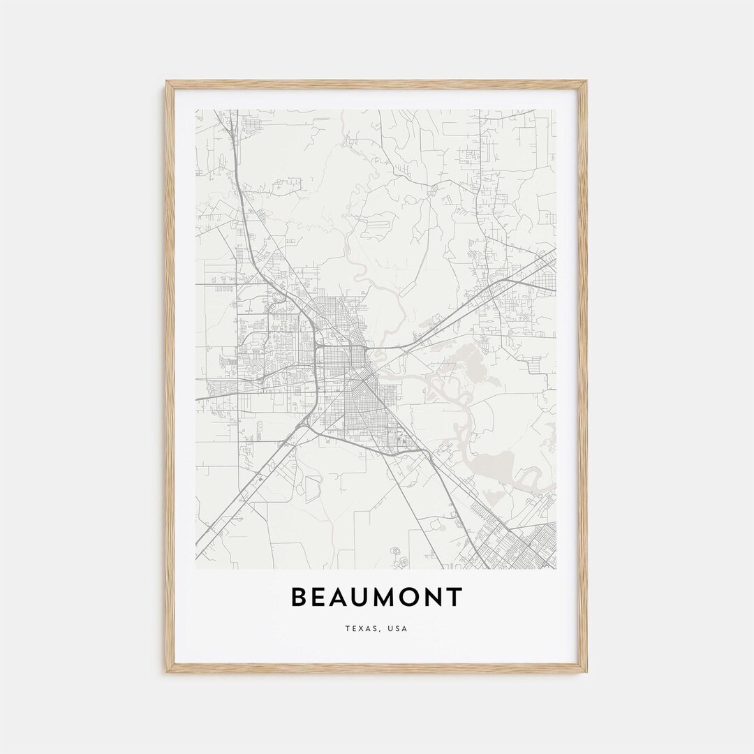 Map of Beaumont Texas Print, Beaumont Map Gift, Beaumont Poster, City ...