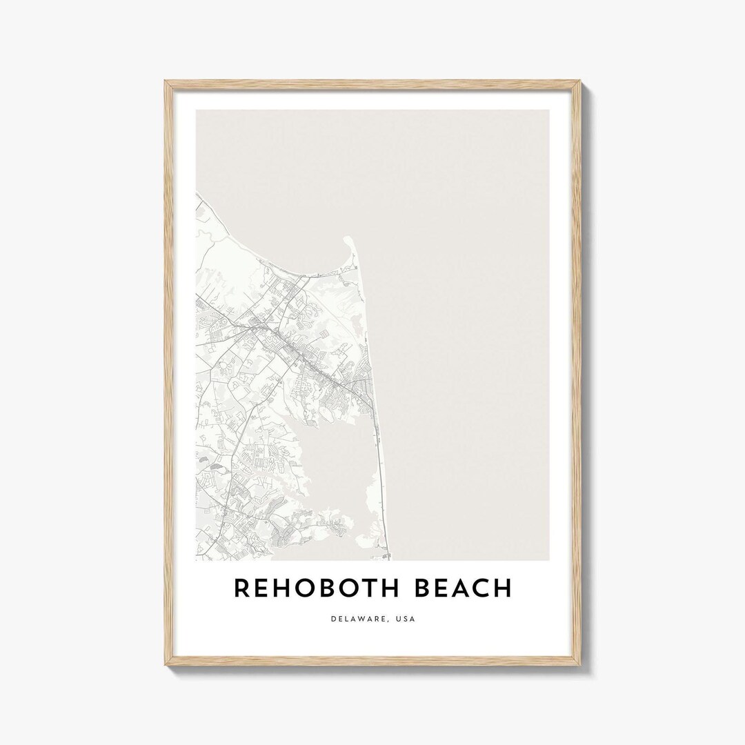 Rehoboth Beach Map Poster Print, Delaware Wall Art, USA Decor, Coastal ...