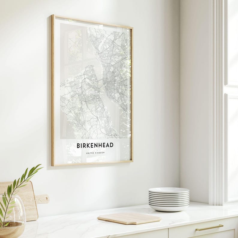 Map of Birkenhead Print, Birkenhead Map Gift, Birkenhead Poster, City ...