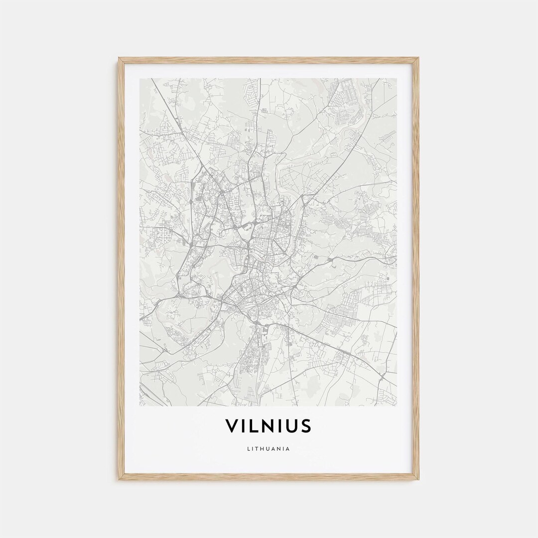 Map of Vilnius Print, Vilnius Map Gift, Vilnius Poster, City Map ...