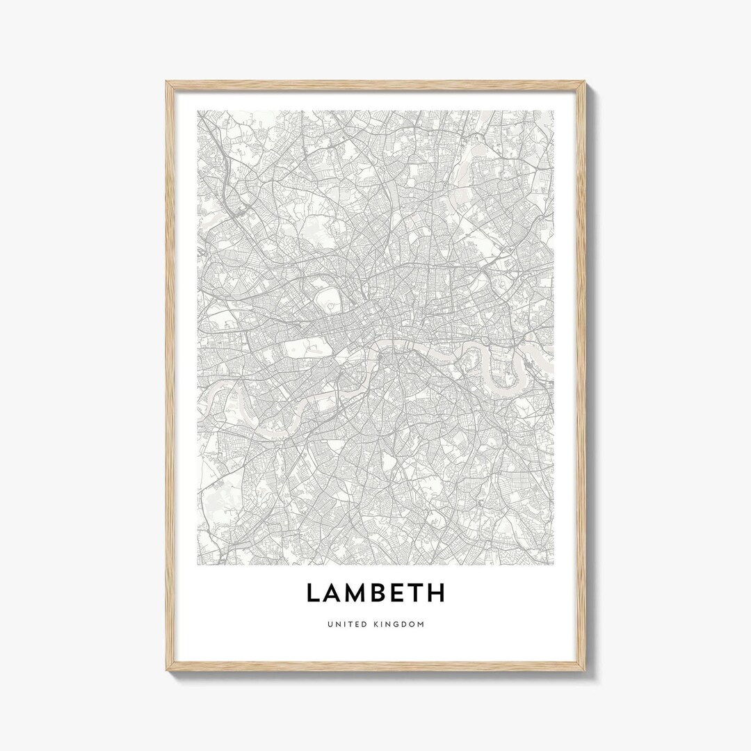 Lambeth Map Poster Print, London Wall Art, England Decor, United ...
