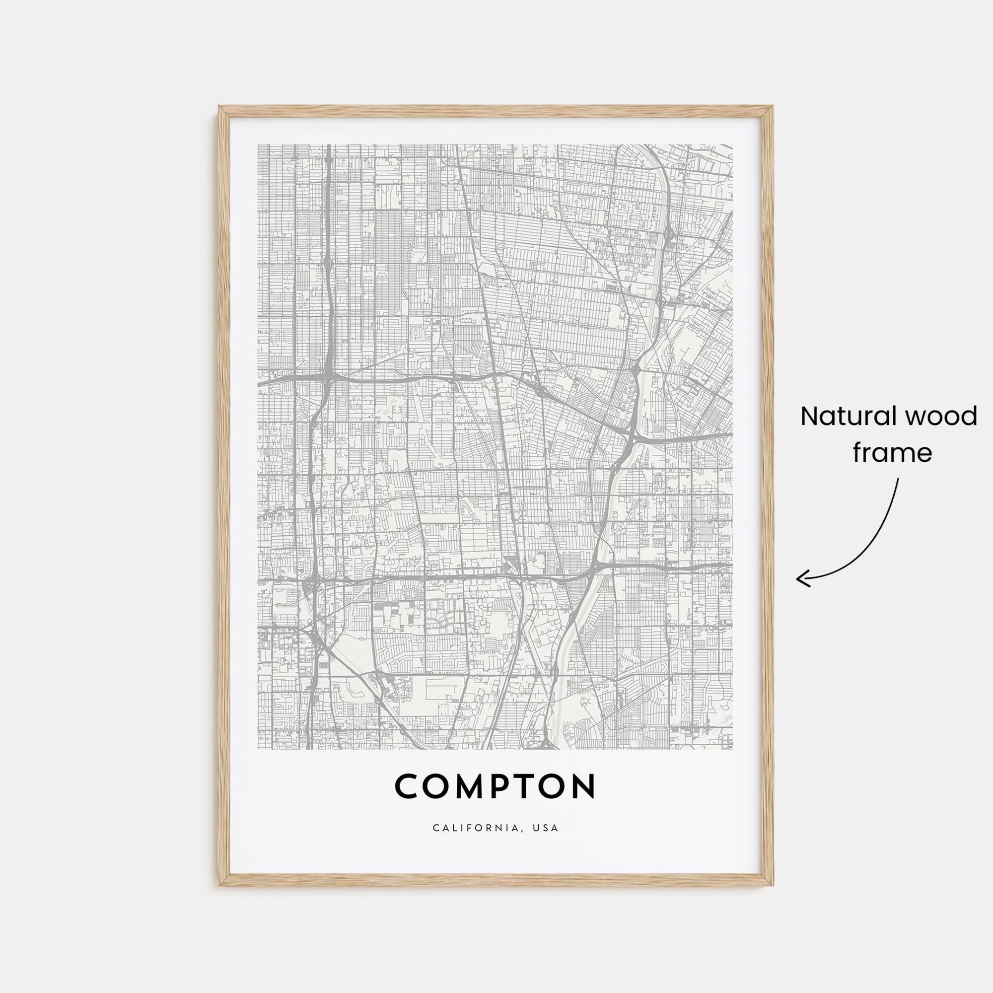 Map of Compton Print, Compton Map Gift, Compton Poster, City Map ...
