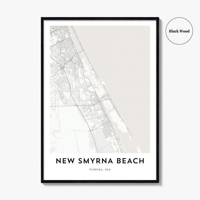 New Smyrna Beach Map Poster Print, Florida Wall Art, USA Decor, Volusia County City - Etsy