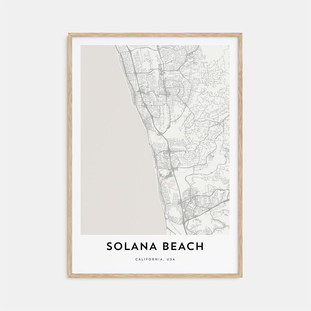 Map of Solana Beach Print, Solana Beach Map Gift, Solana Beach Poster ...