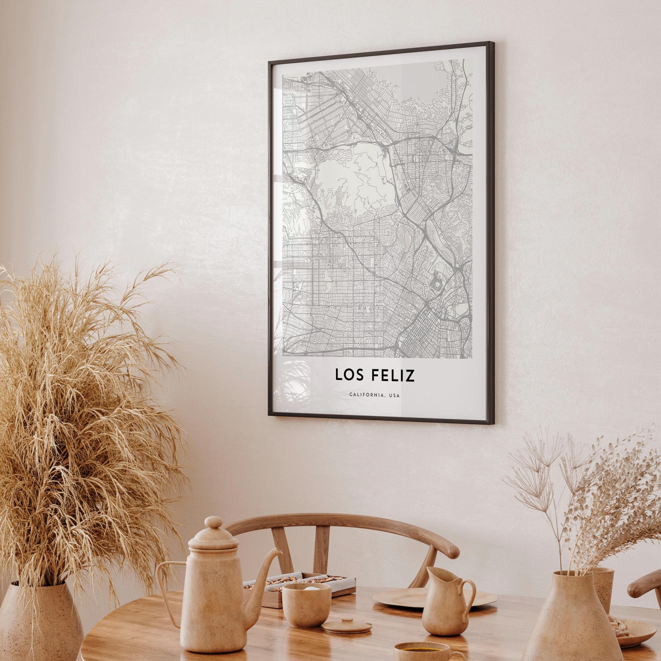 Map of Los Feliz Print, Los Feliz Map Gift, Los Feliz Poster, City Map ...