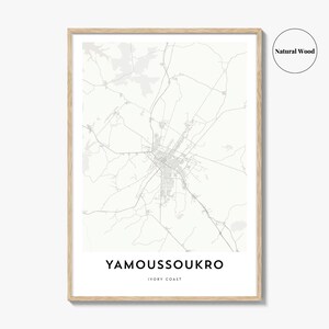 Map of Yamoussoukro Print, Yamoussoukro Map Gift, Yamoussoukro Poster ...