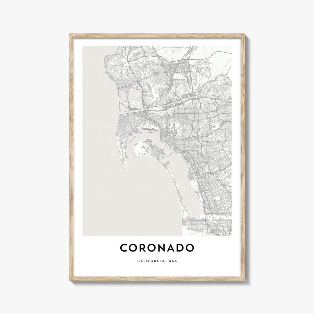 Coronado Map Poster Print, San Diego Wall Art, California Decor, USA ...