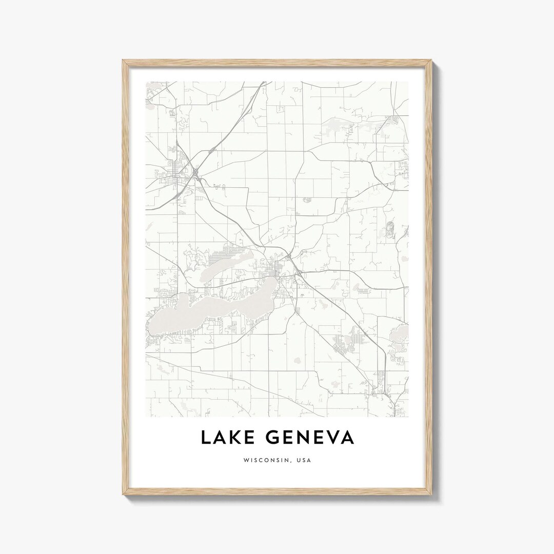 Map of Lake Geneva Print, Lake Geneva Map Gift, Lake Geneva Poster ...
