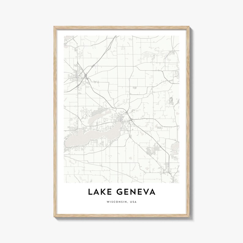 Map of Lake Geneva Print, Lake Geneva Map Gift, Lake Geneva Poster ...