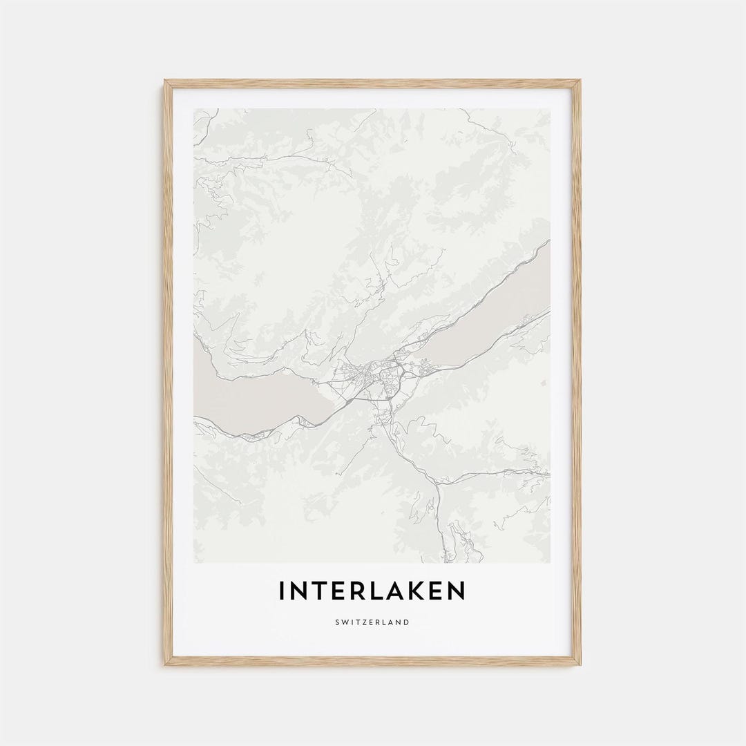 Map of Interlaken Print, Interlaken Map Gift, Interlaken Poster, City ...