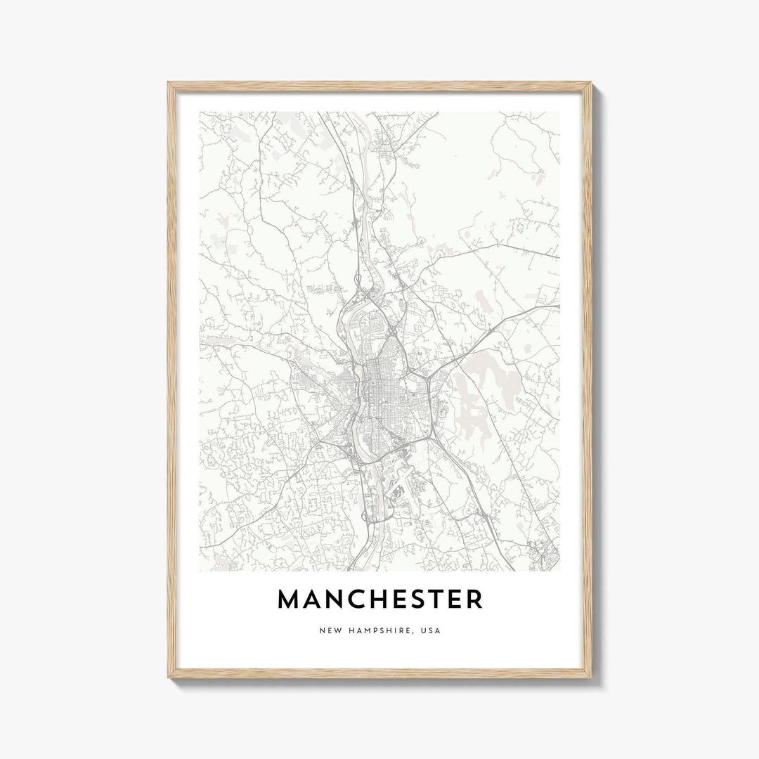 Manchester New Hampshire Map Print: Cityscape Home Decor - Etsy