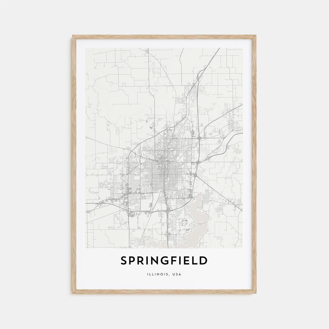 Map of Springfield Illinois Print, Springfield Map Gift, Springfield ...