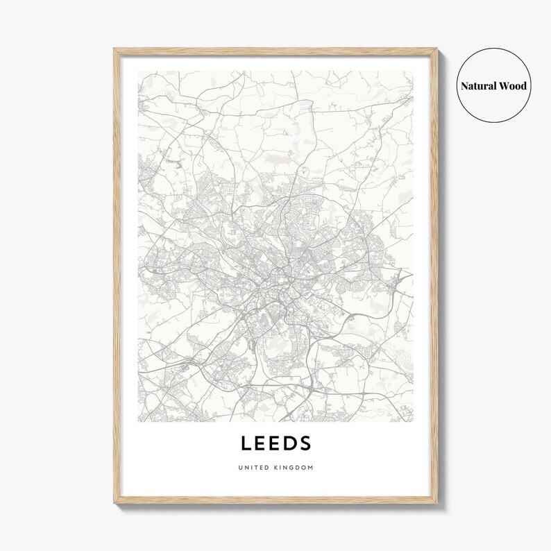 Leeds Map Poster Print, Yorkshire Wall Art, England Decor, United ...