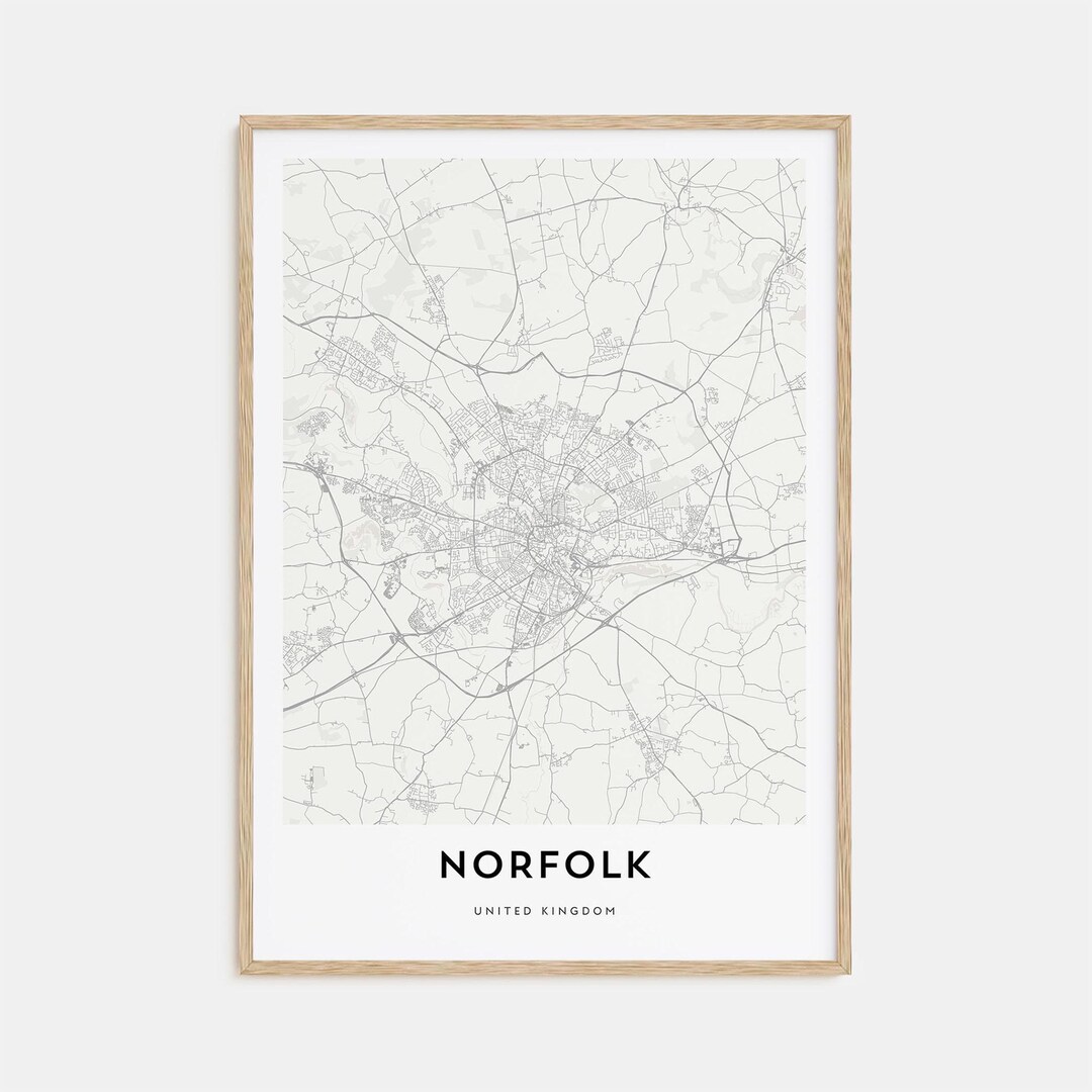Map of Norfolk United Kingdom Print, Norfolk Map Gift, Norfolk Poster ...