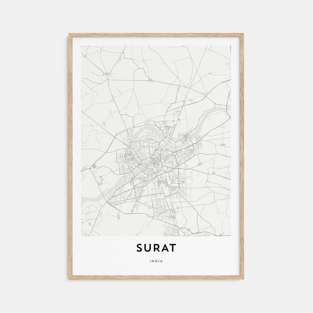 Map of Surat Print, Surat Map Gift, Surat Poster, City Map Artwork for ...