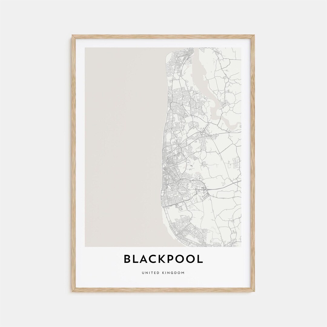 Map of Blackpool Print, Blackpool Map Gift, Blackpool Poster, City Map ...