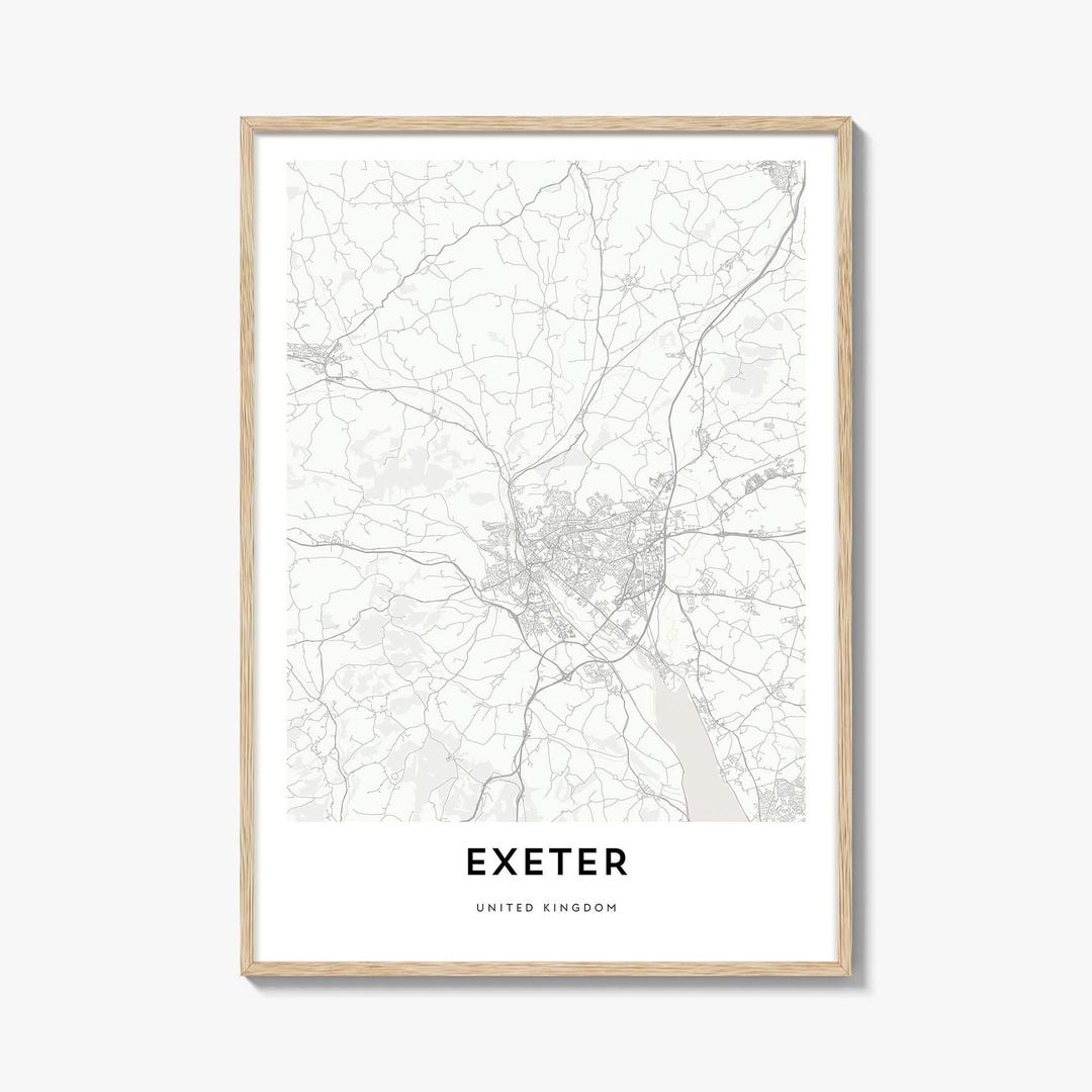Map of Exeter Print, Exeter Map Gift, Exeter Poster, City Map Artwork ...