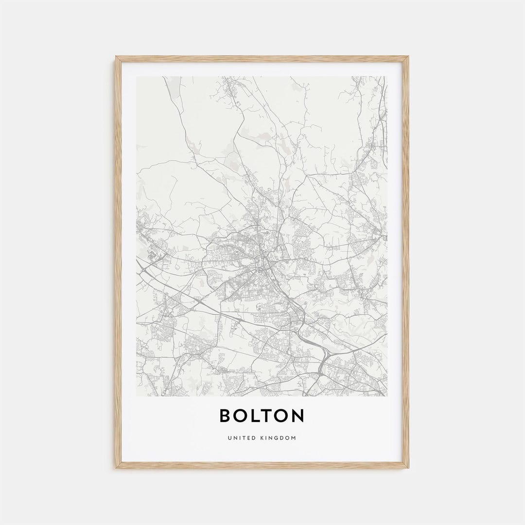 Map of Bolton Print, Bolton Map Gift, Bolton Poster, City Map Artwork ...