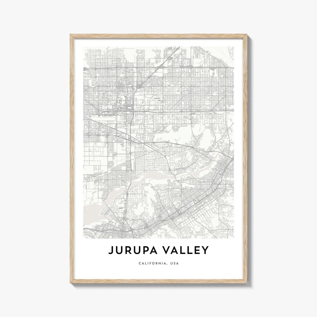 Jurupa Valley Map Poster Print, Riverside County Wall Art, California ...
