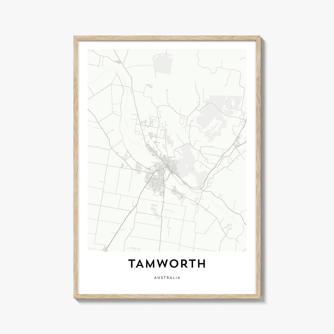 Map of Tamworth Print, Tamworth Map Gift, Tamworth Poster, City Map ...