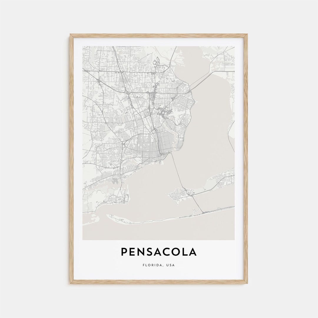 Map of Pensacola Print, Pensacola Map Gift, Pensacola Poster, City Map ...
