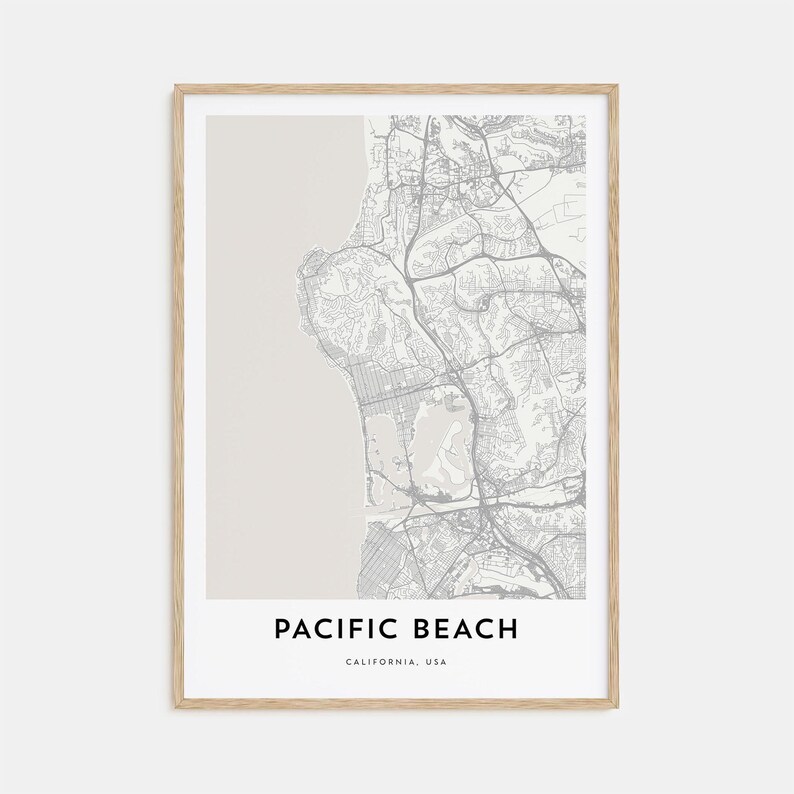 Map of Pacific Beach Print, Pacific Beach Map Gift, Pacific Beach ...