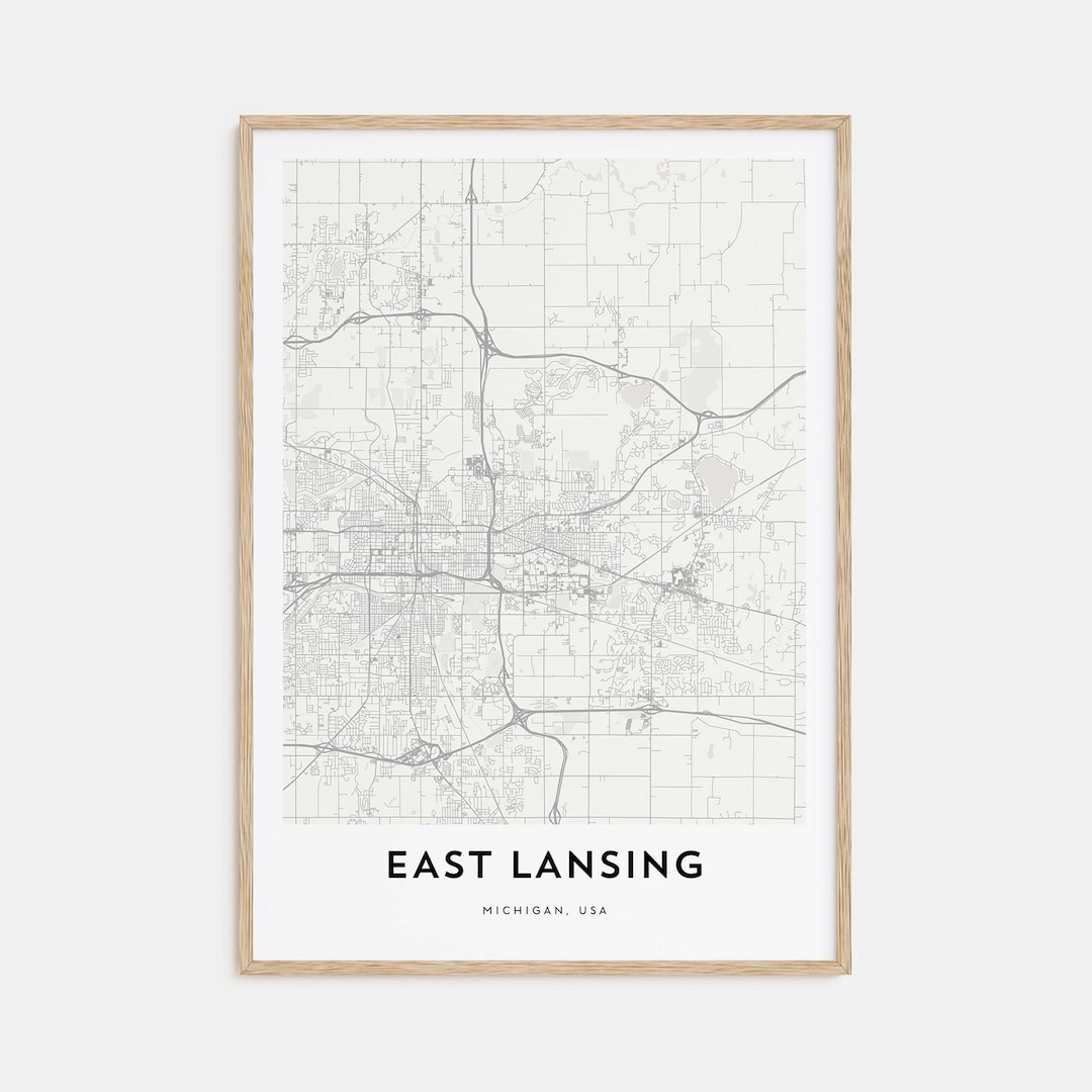 Map of East Lansing Print, East Lansing Map Gift, East Lansing Poster ...