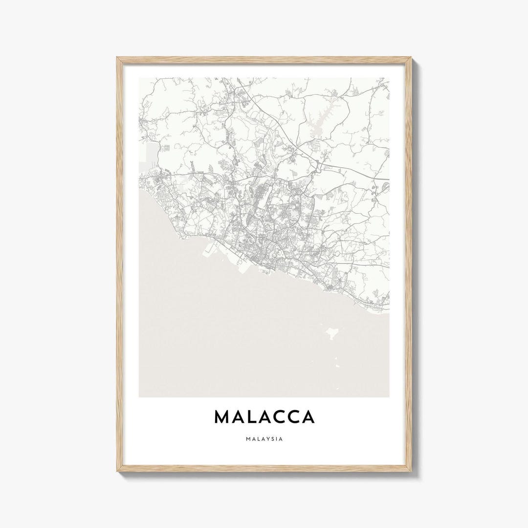 Malacca Map Poster Print, Melaka Wall Art, Malaysia Decor, Southeast ...