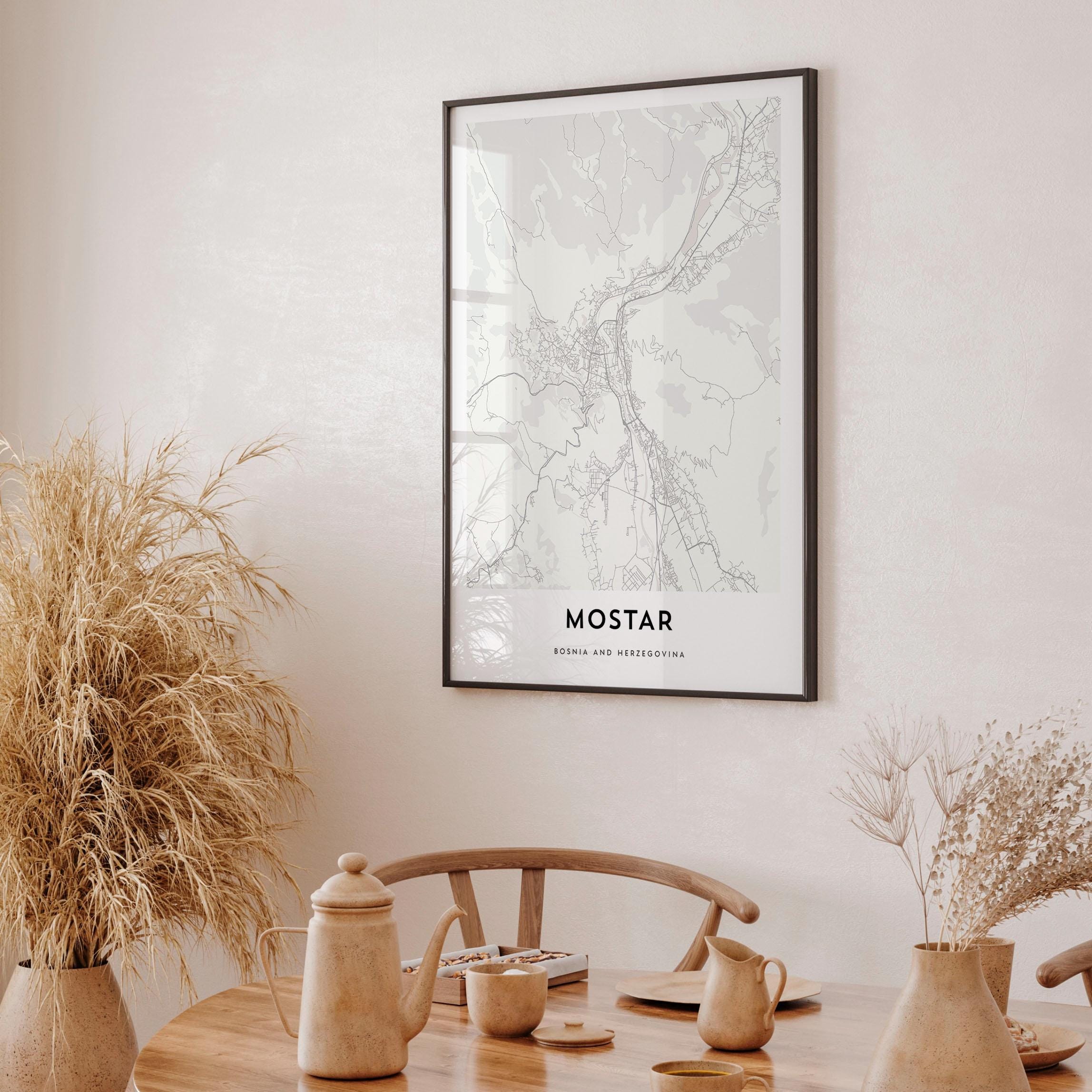 Map of Mostar Print, Mostar Map Gift, Mostar Poster, City Map Artwork ...