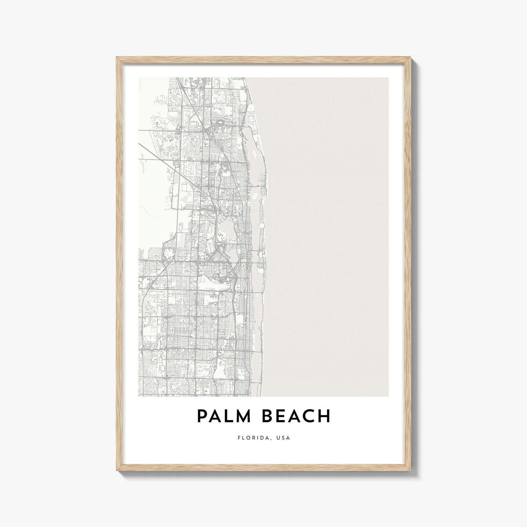 Palm Beach Map Poster Print, Florida Wall Art, USA Decor, Modern City ...