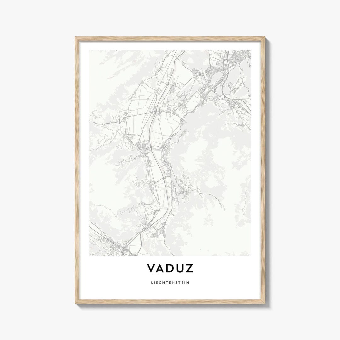 Vaduz Map Poster Print, Liechtenstein Wall Art, Alpine Country Decor ...
