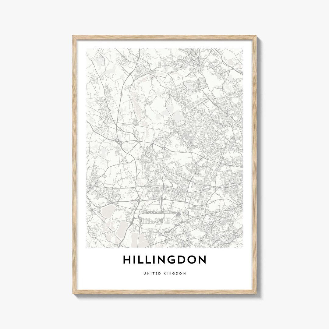 Map of Hillingdon Print, Hillingdon Map Gift, Hillingdon Poster, City ...