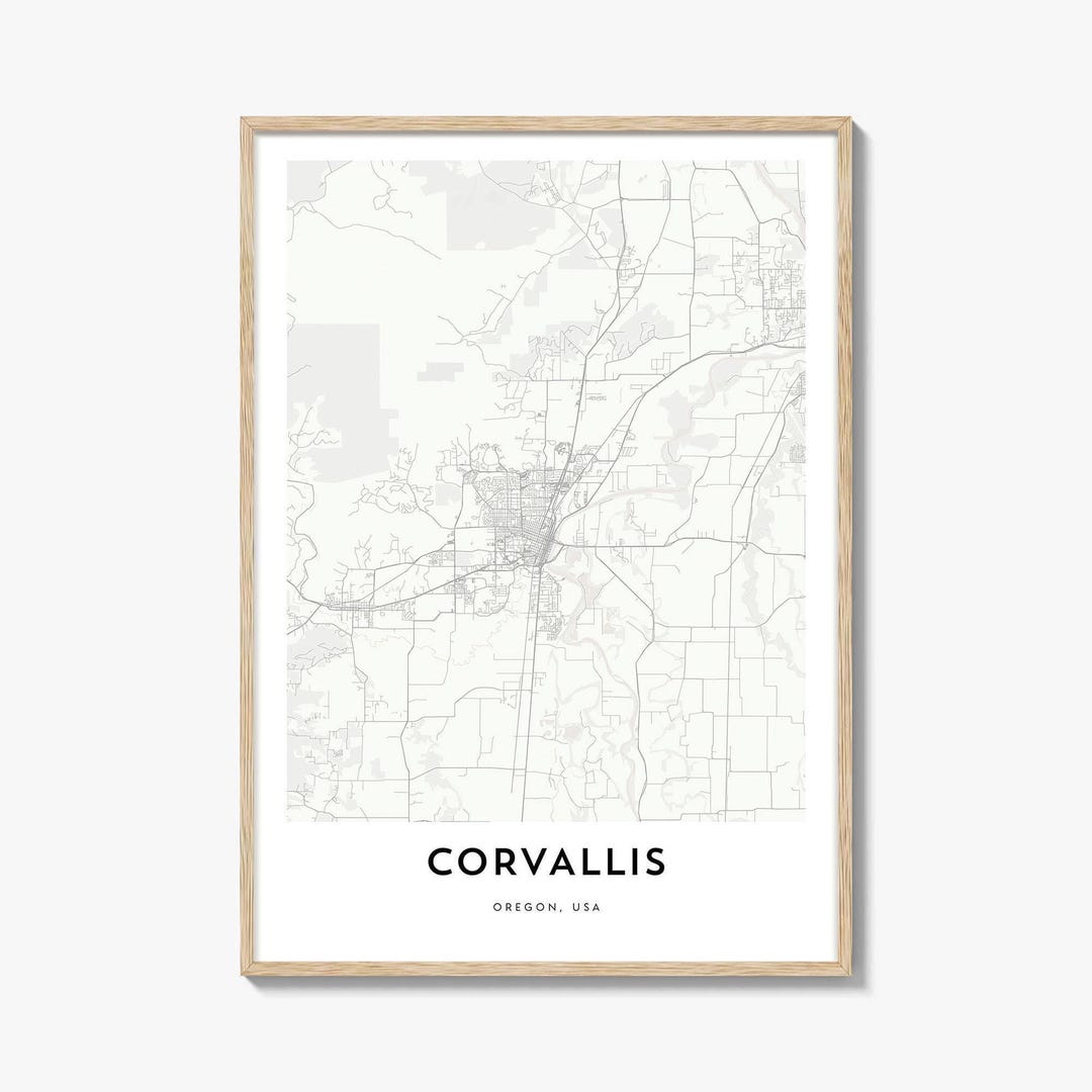 Corvallis Map Poster Print, Oregon Wall Art, USA Decor, Willamette ...