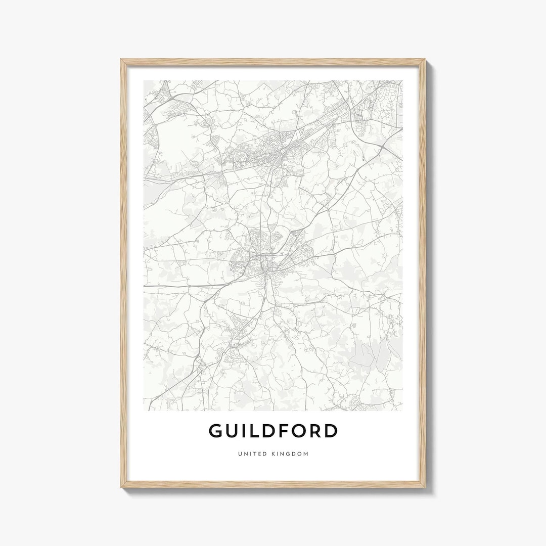 Map of Guildford Print, Guildford Map Gift, Guildford Poster, City Map ...