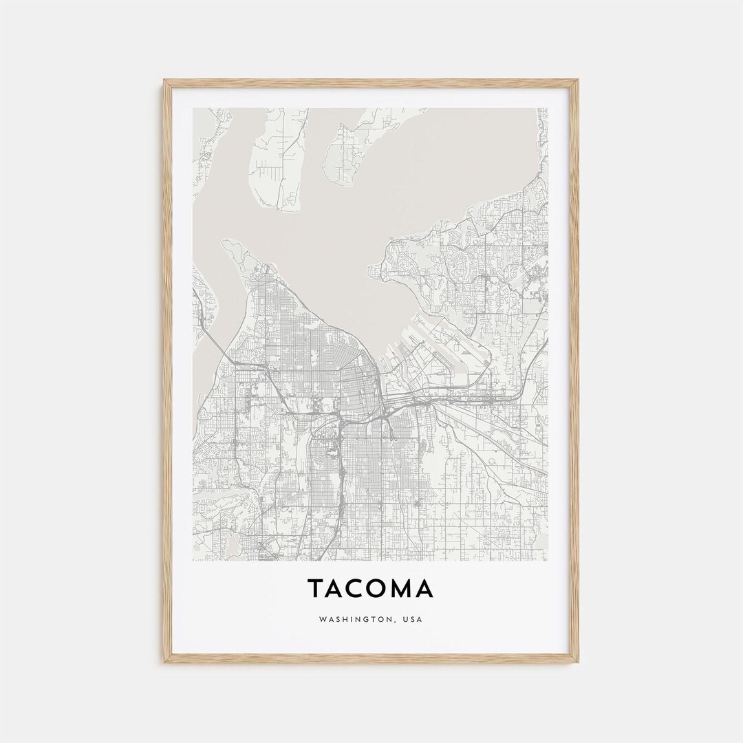 Map of Tacoma Print, Tacoma Map Gift, Tacoma Poster, City Map Artwork ...