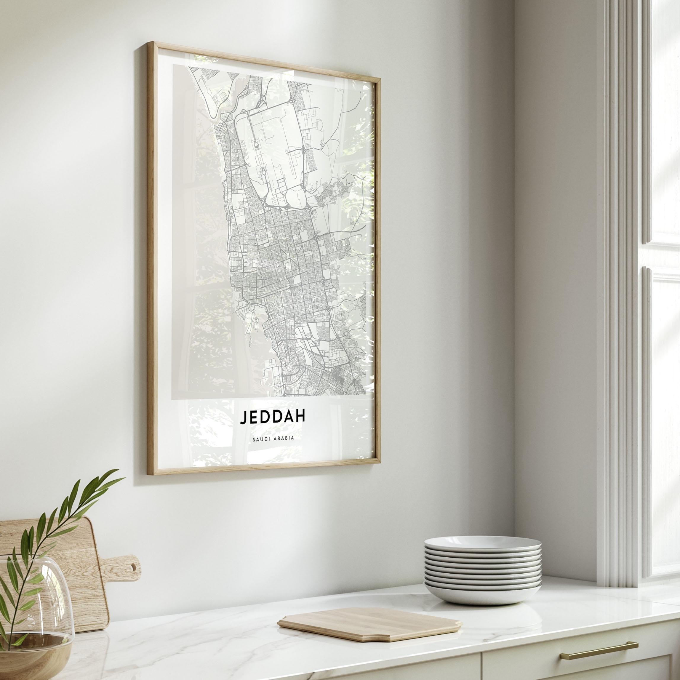 Map of Jeddah Print, Jeddah Map Gift, Jeddah Poster, City Map Artwork ...