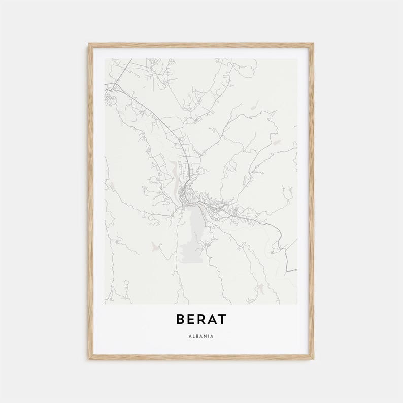 Map of Berat Print, Berat Map Gift, Berat Poster, City Map Artwork for ...
