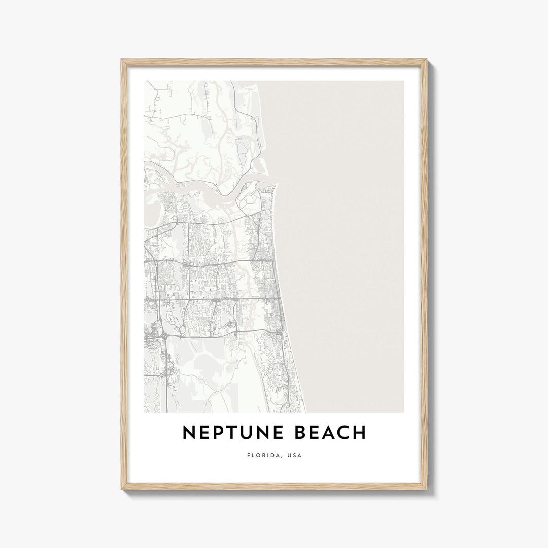 Map of Neptune Beach Print, Neptune Beach Map Gift, Neptune Beach ...