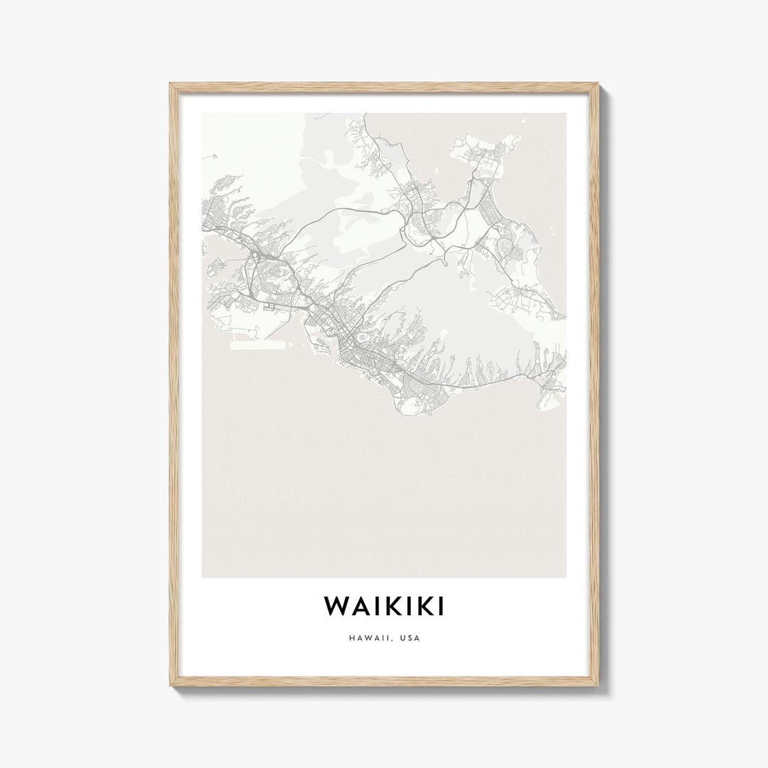 Map of Waikiki Print, Waikiki Map Gift, Waikiki Poster, City Map ...