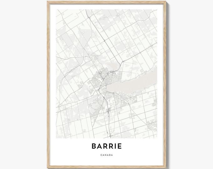 Barrie Spirit Catcher Map Print | Map of Barrie Ontario | Black & White ...