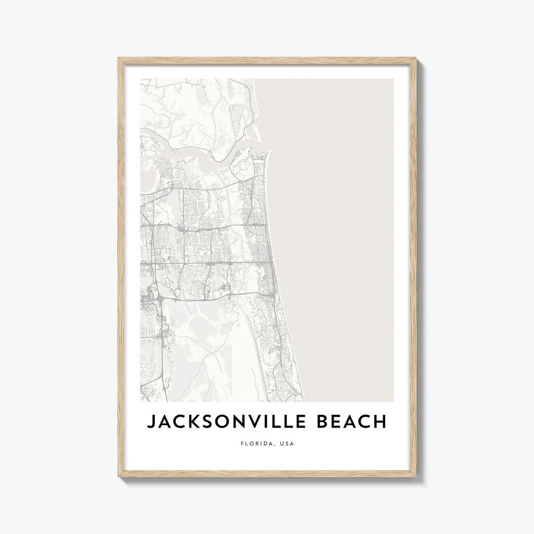 Jacksonville Beach Map Poster Print, Florida Wall Art, USA Decor, Duval ...