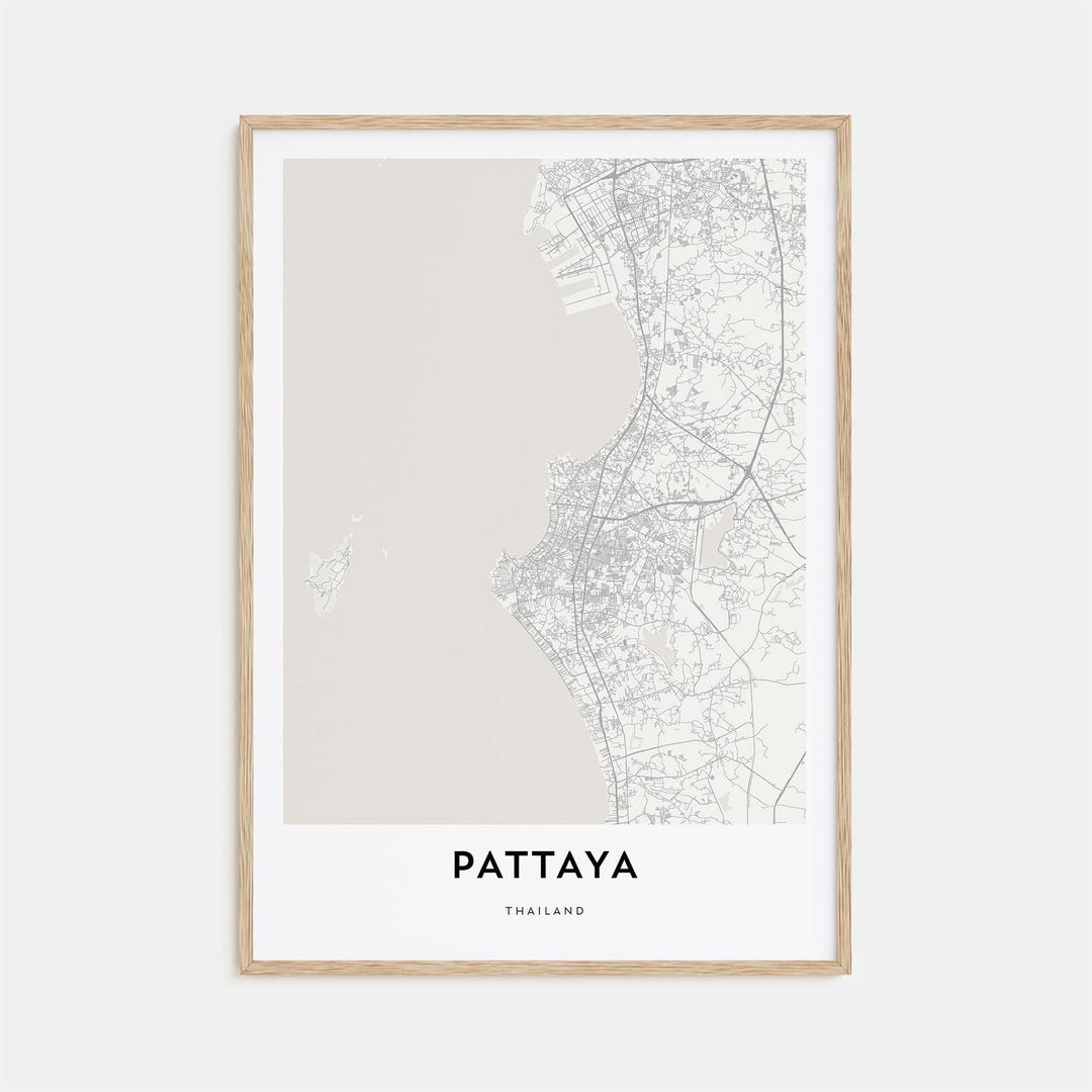 Map of Pattaya Print, Pattaya Map Gift, Pattaya Poster, City Map ...